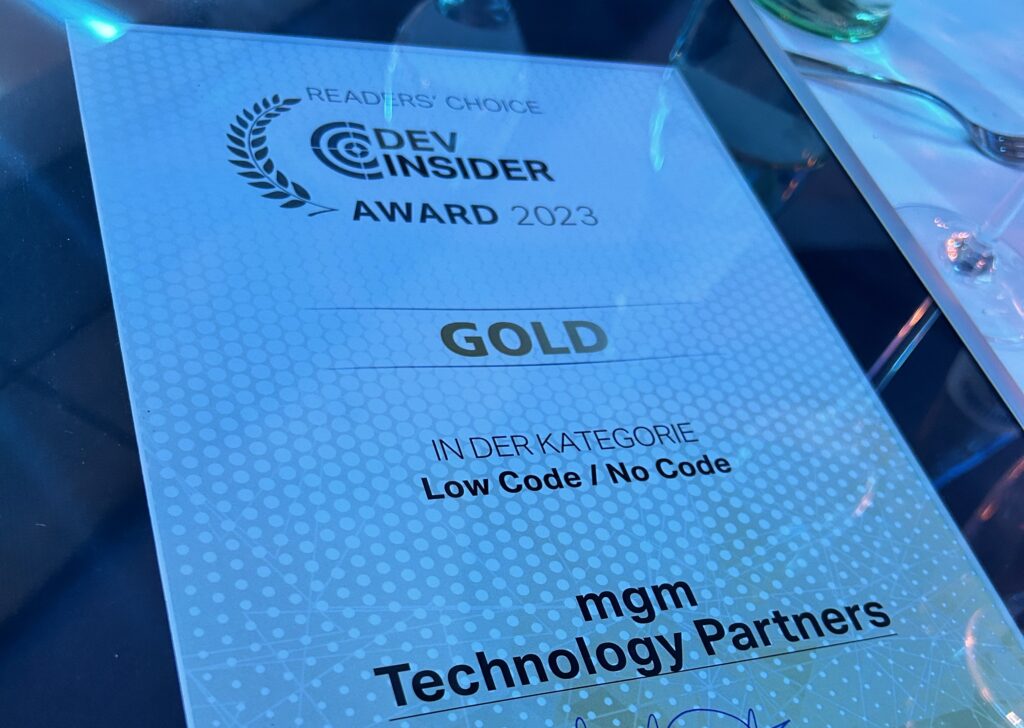 IT-Awards 2023, Kategorie „Low Code / No Code“: Gold für mgm